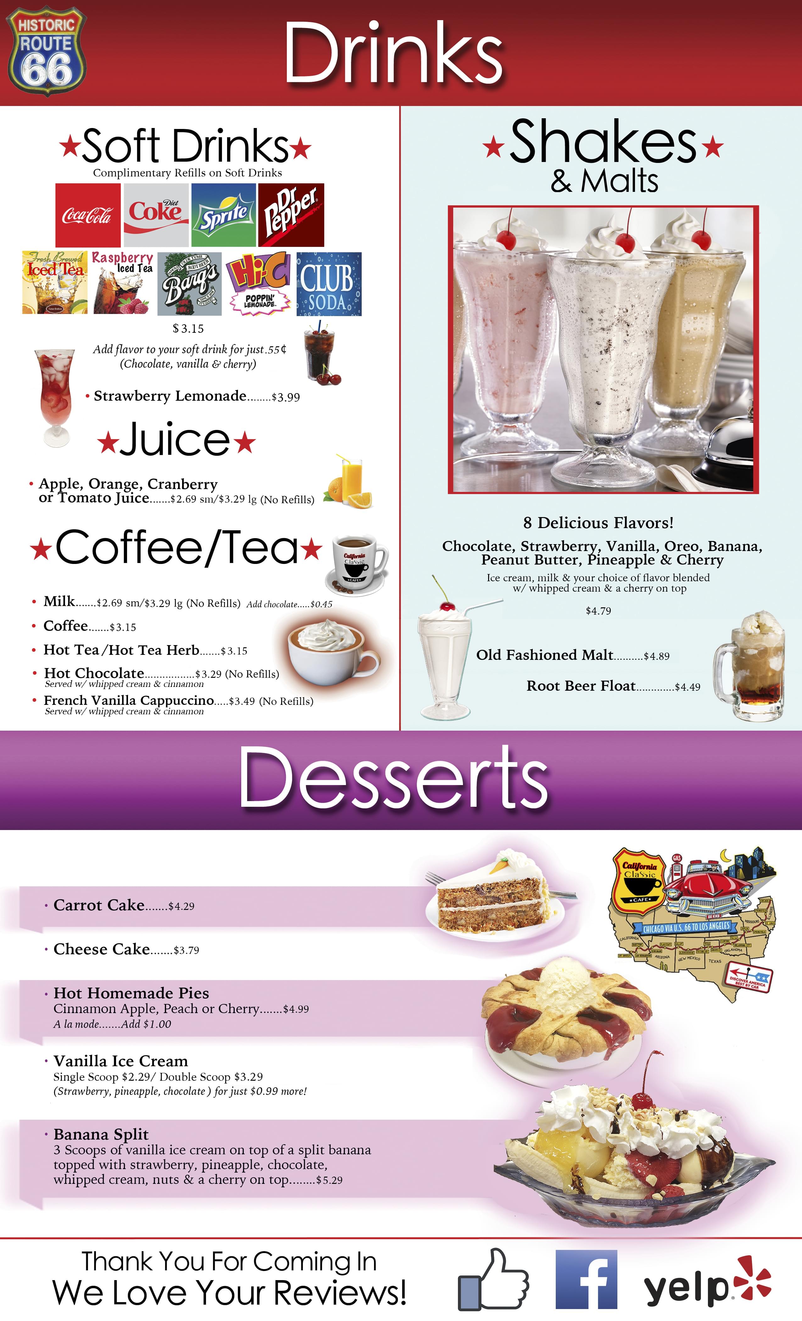 California Classic Cafe - Menu